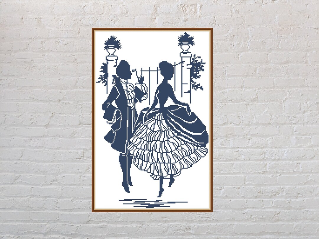 Cross Stitch Pattern Baroque Couple #2, Vintage Cross Stitch, Retro ...