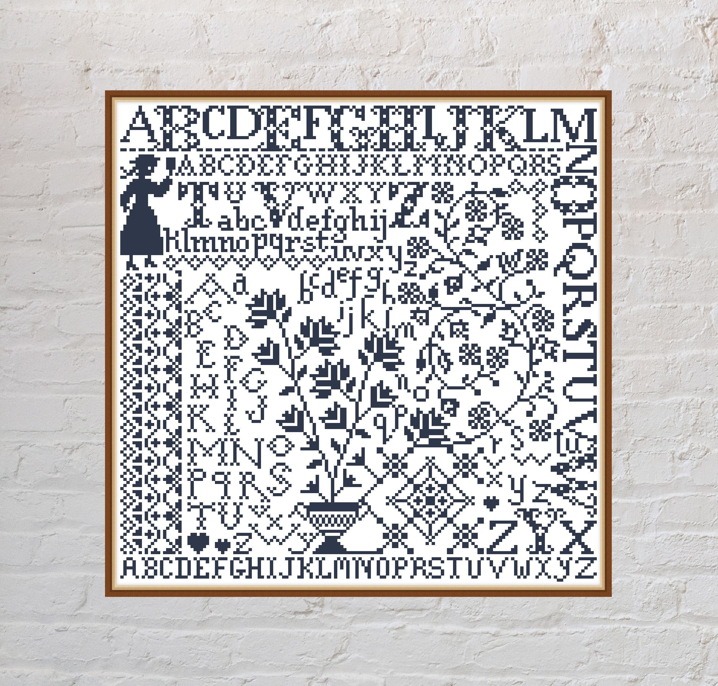 Cross Stitch Pattern Alphabet Sampler 2 Quaker Sampler Abc - Etsy