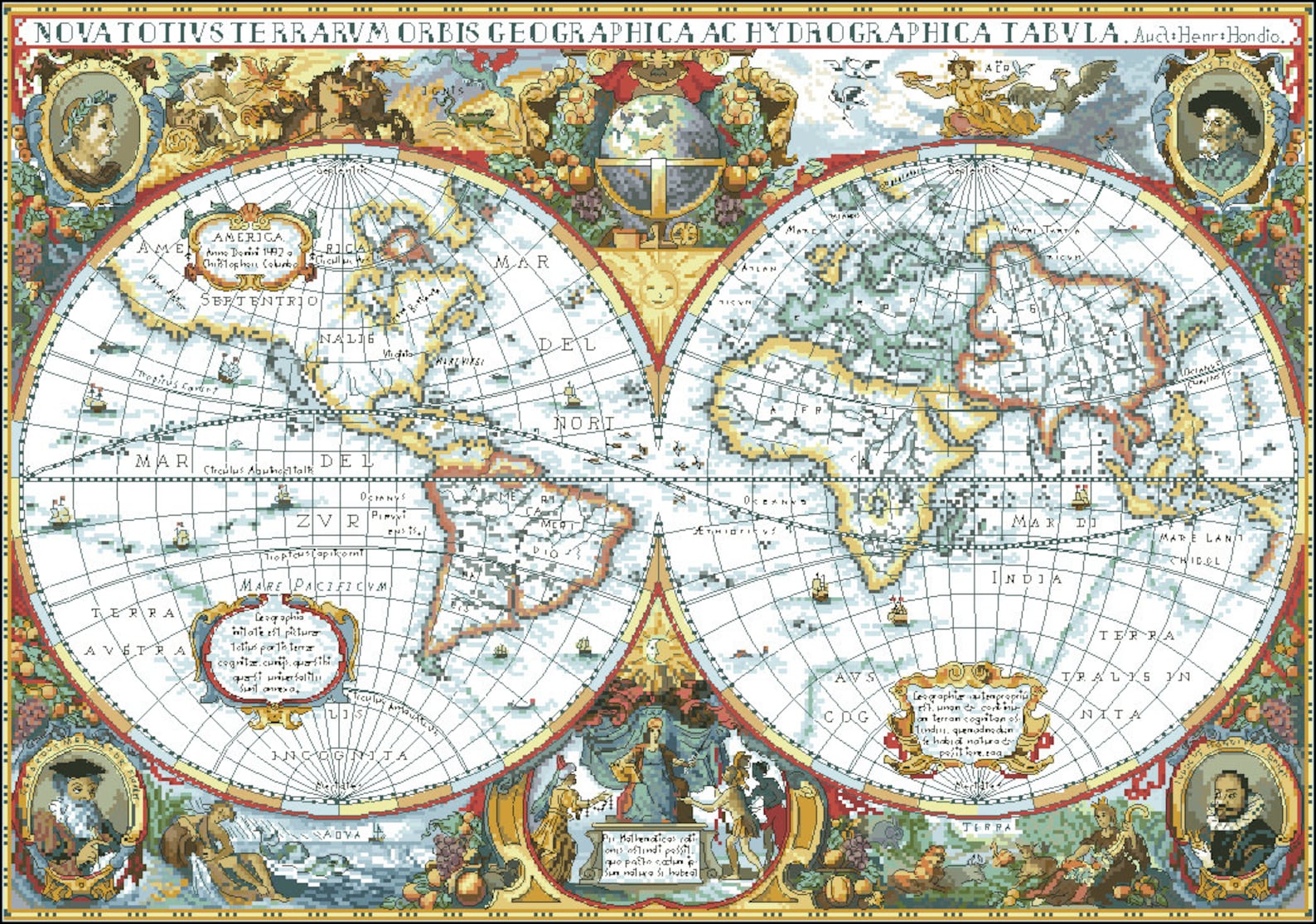 Antique World Map Cross Stitch Pattern Geographic Cross - Etsy