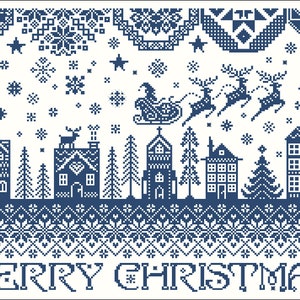 Cross Stitch Pattern Merry Christmas, Quaker Sampler, Christmas Cross ...