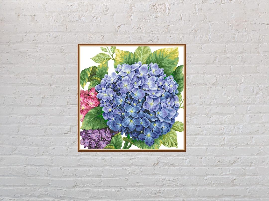Cross Stitch Pattern Hydrangea, Flower Cross Stitch, Cushion Design ...