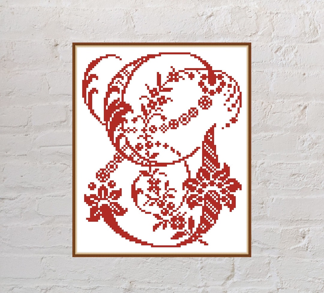 Cross Stitch Pattern Letter G of the Antique Alphabet, Vintage Cross ...