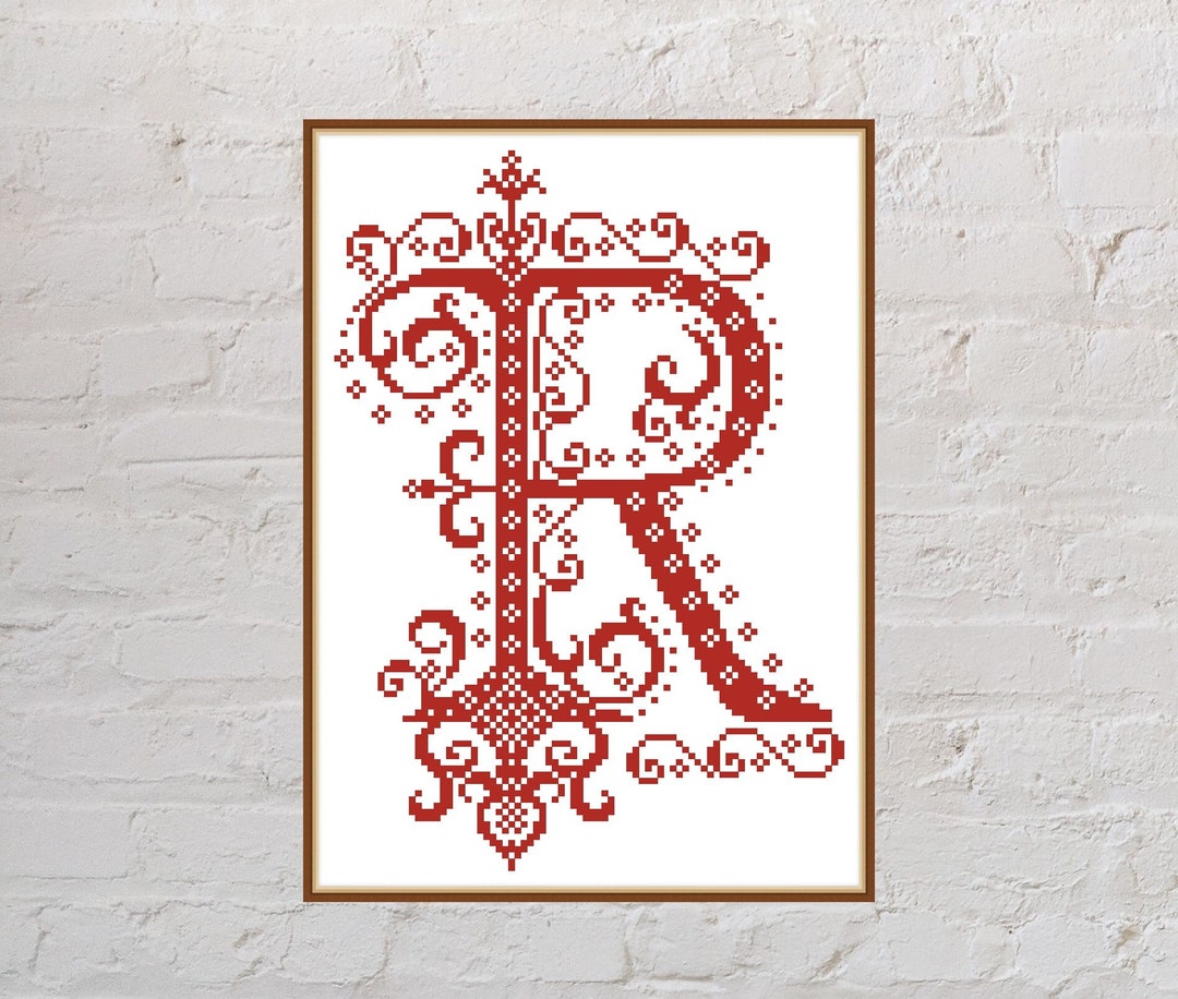 Cross Stitch Pattern Letter R of the Medieval Alphabet, Antique Cross ...