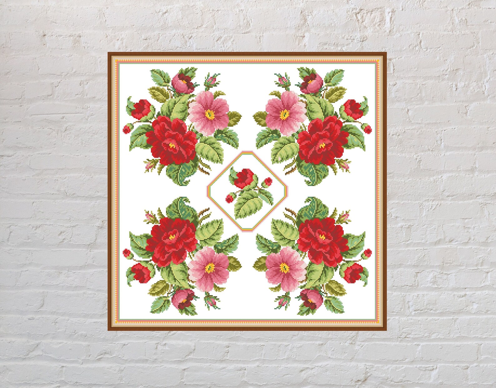 Cross Stitch Pattern Floral Pillow Cushion Design Ornament - Etsy