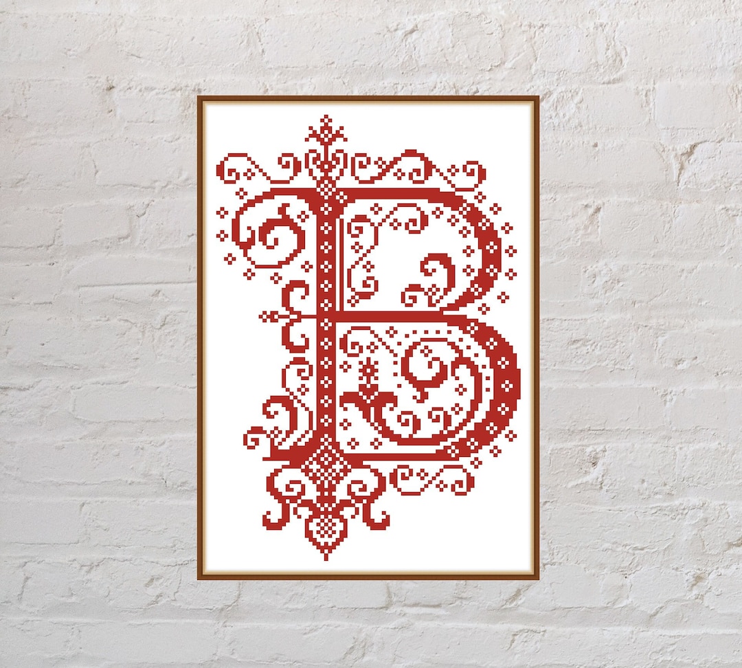 Cross Stitch Pattern Letter B of the Medieval Alphabet, Antique Cross ...