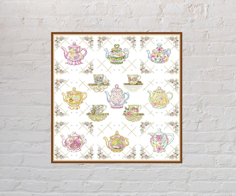Cross Stitch Pattern Teapot Sampler Kitchen Cross Stitch - Etsy