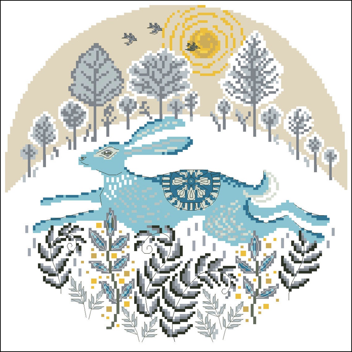 Cross Stitch Pattern Forest Hare Nature Counted Cross Stitch - Etsy