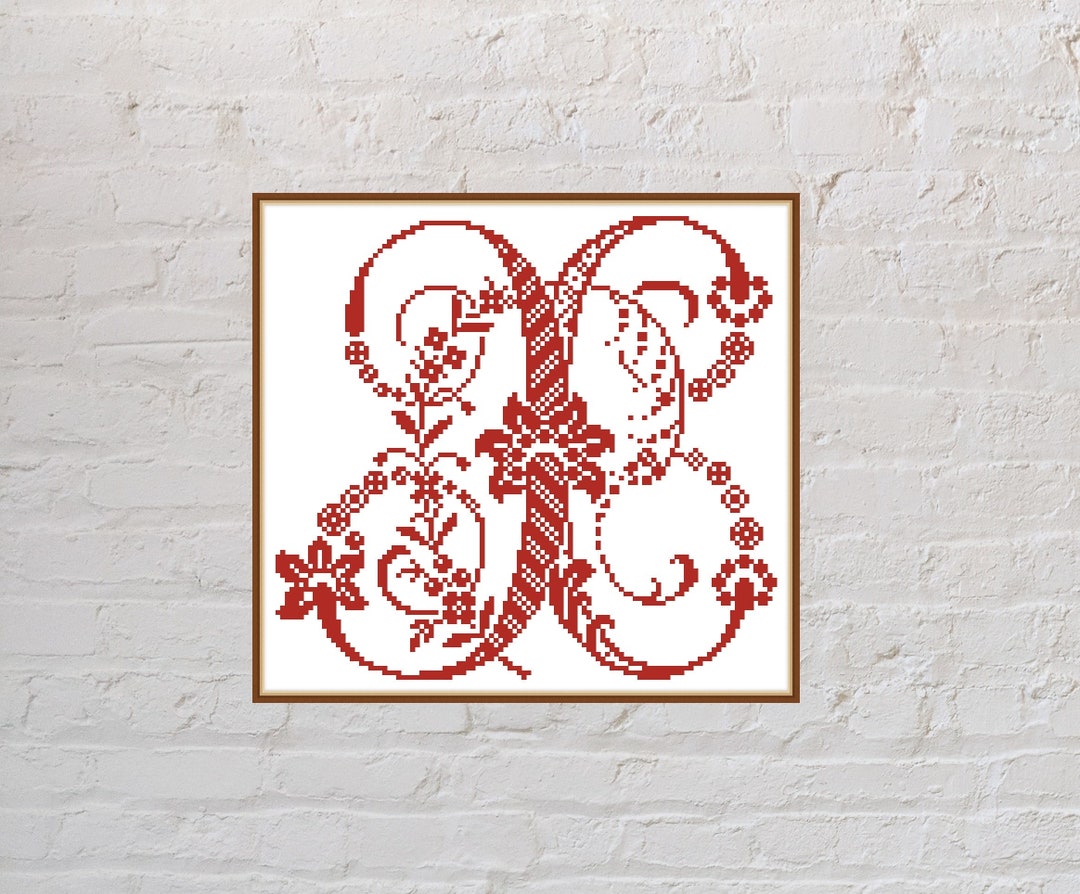 Cross Stitch Pattern Letter X of the Antique Alphabet, Vintage Cross ...