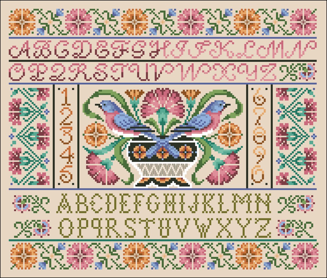 Cross Stitch Pattern Floral Alphabet Sampler Floral Cross - Etsy