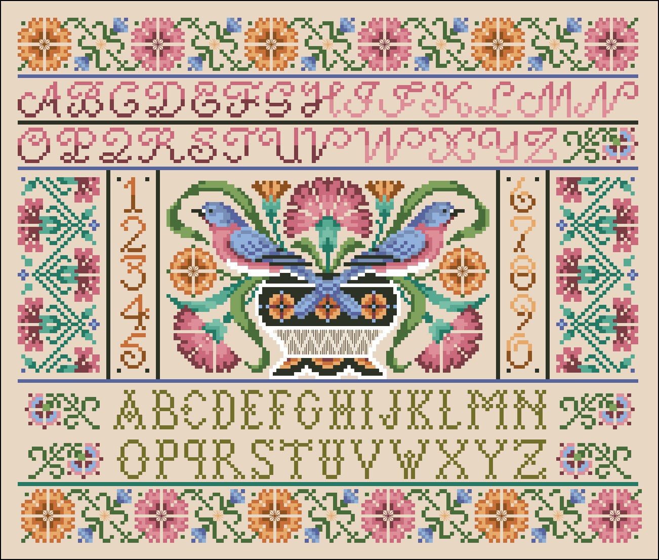 Cross Stitch Pattern Floral Alphabet Sampler Floral Cross - Etsy