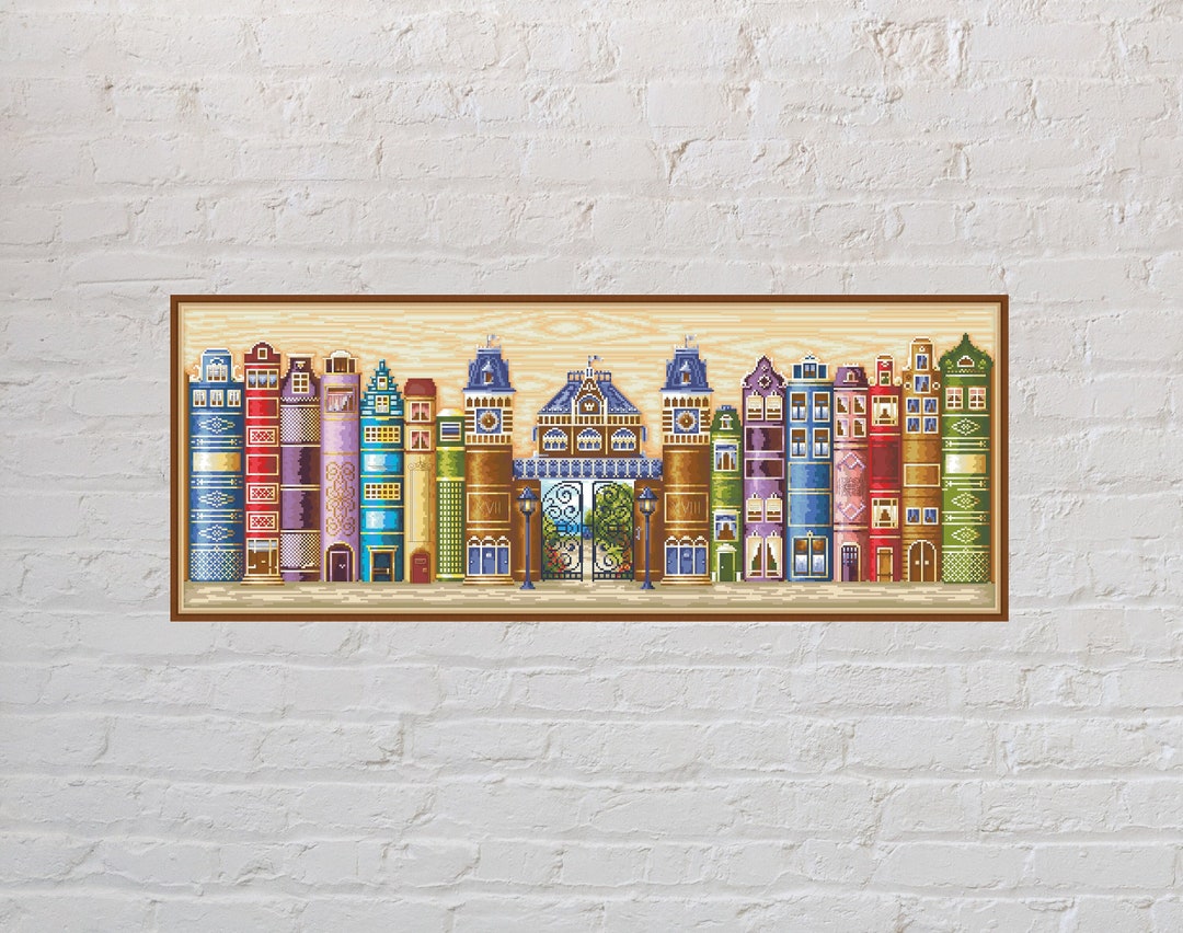 Cross Stitch Pattern Kingdom of Books, Antique Cross Stitch, Book Cross ...