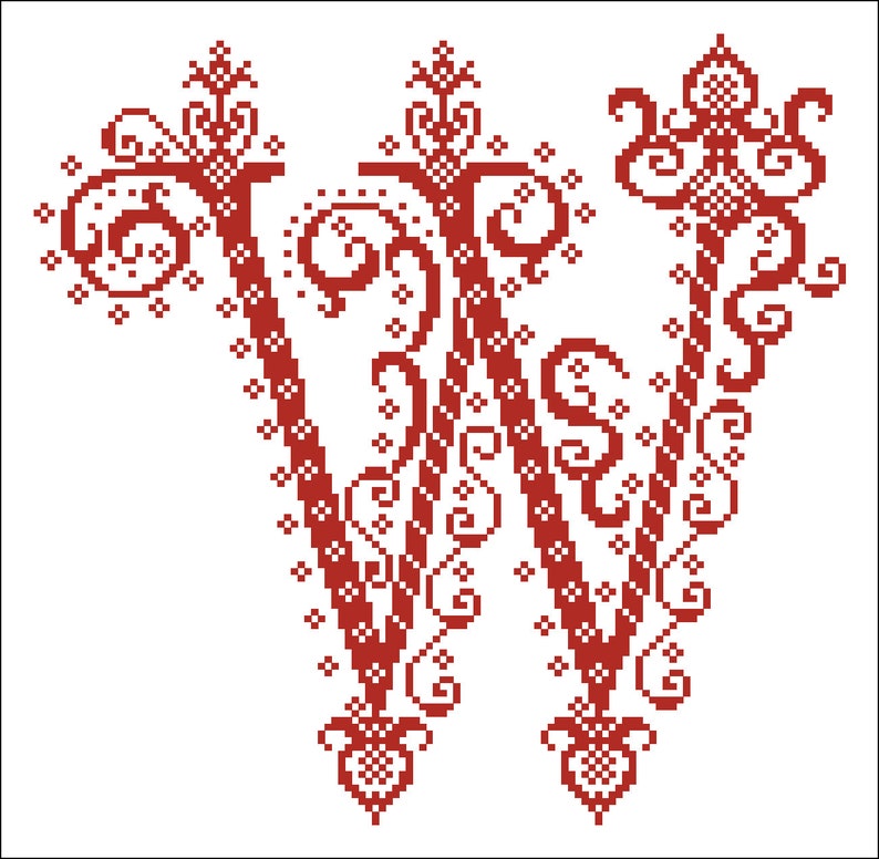 Cross Stitch Pattern Letter W of the Medieval Alphabet - Etsy