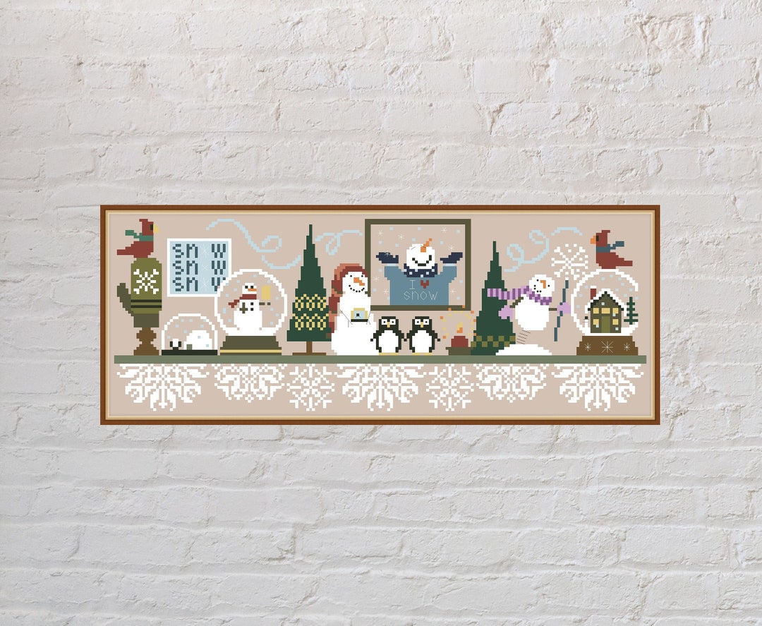Cross Stitch Pattern Quaker Snowmen, Holiday Cross Stitch, Winter ...