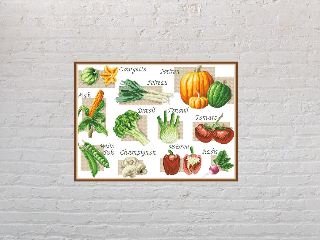 Cross Stitch Pattern Vegetable Sampler, Nature Cross Stitch, Vintage ...