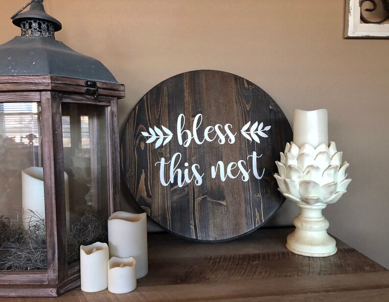 Bless This Nest | Cozy Home Sign | Round Bless This Nest Sign - Etsy