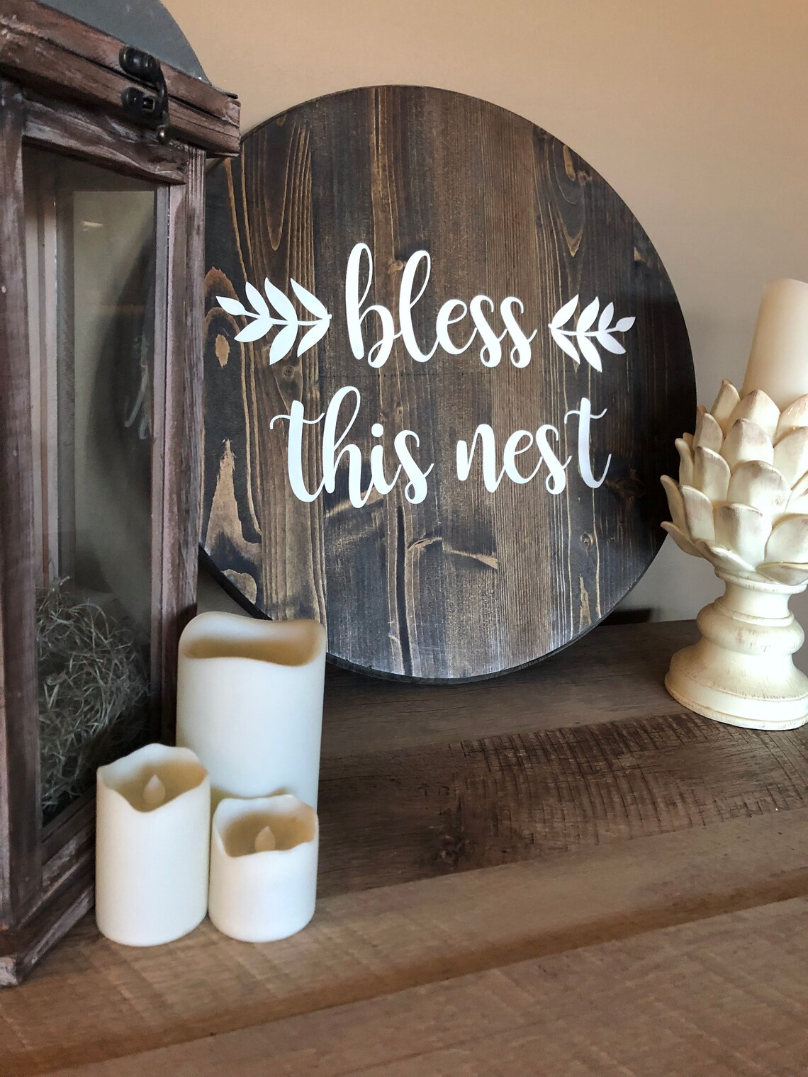 Bless This Nest | Cozy Home Sign | Round Bless This Nest Sign - Etsy