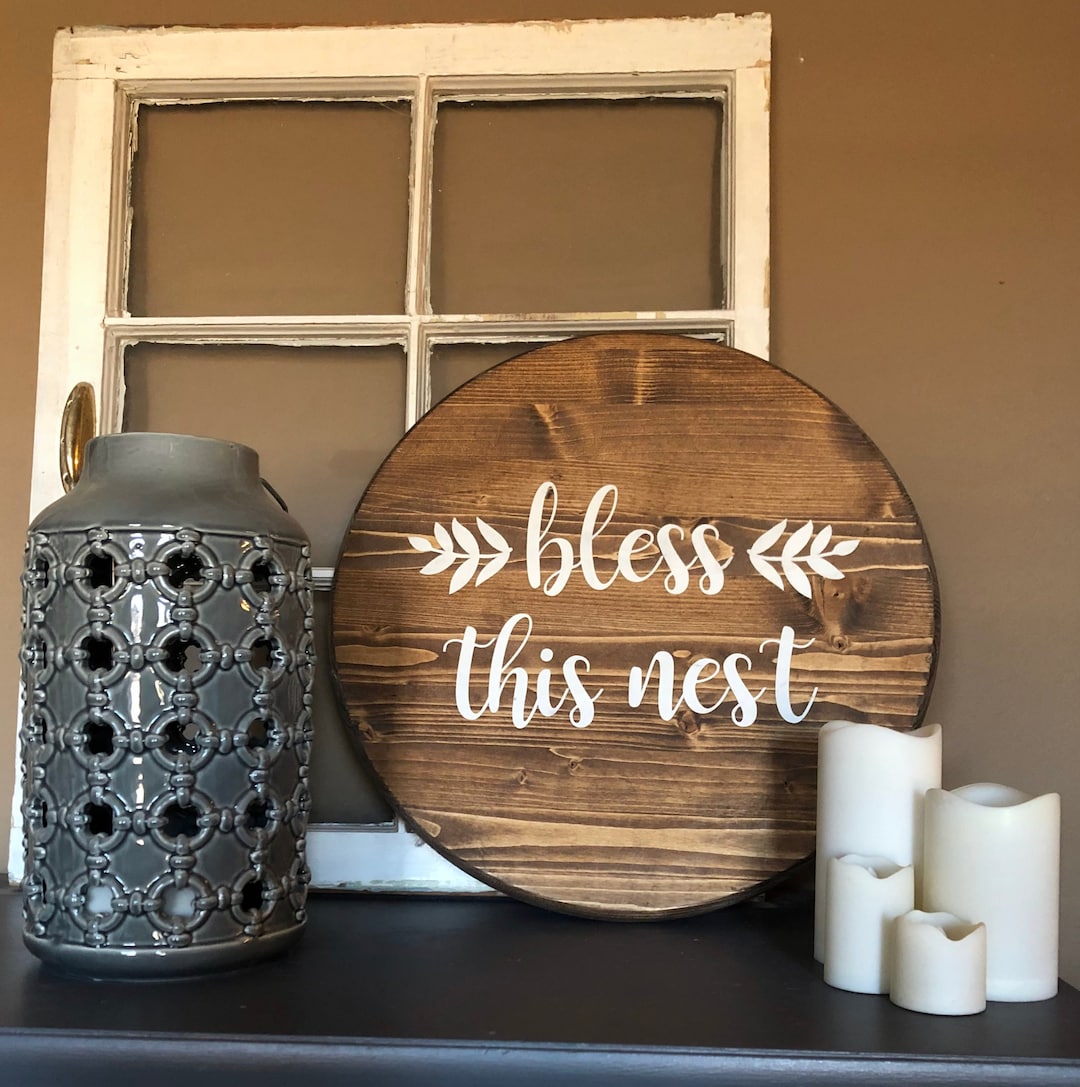 Bless This Nest Sign | Round Sign | Gallery Wall Decor | Entry Way ...