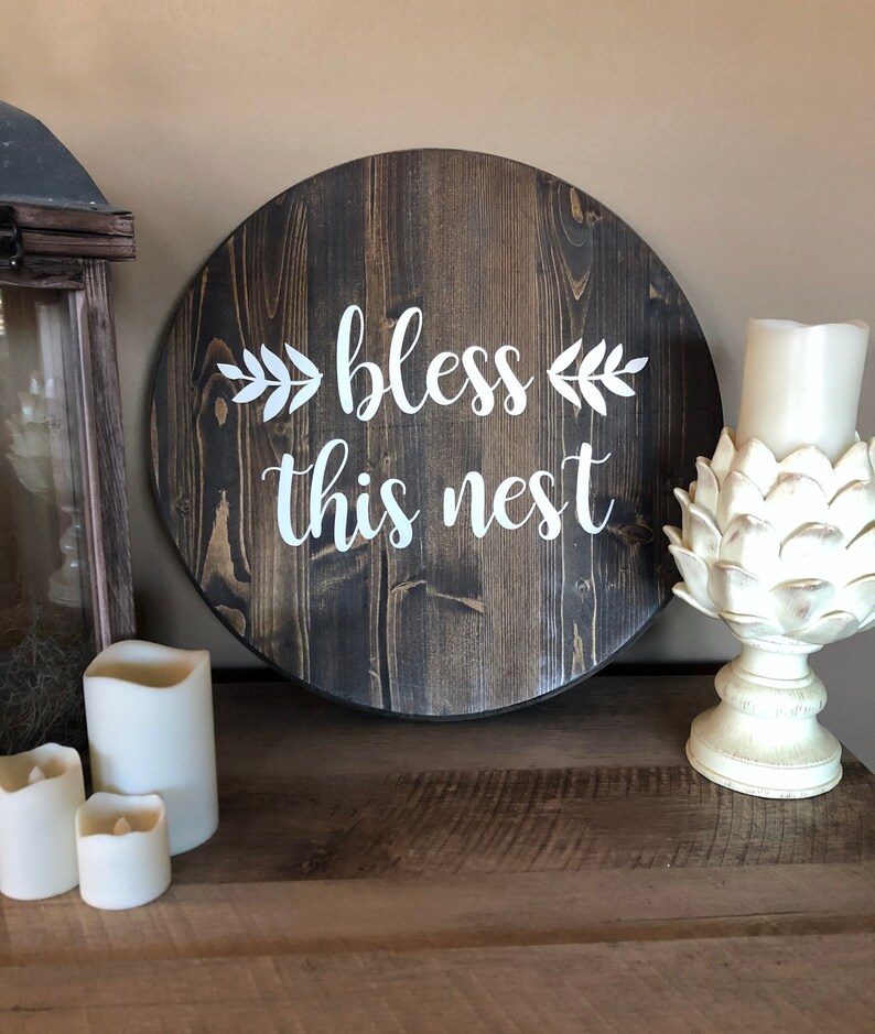 Bless This Nest | Cozy Home Sign | Round Bless This Nest Sign - Etsy