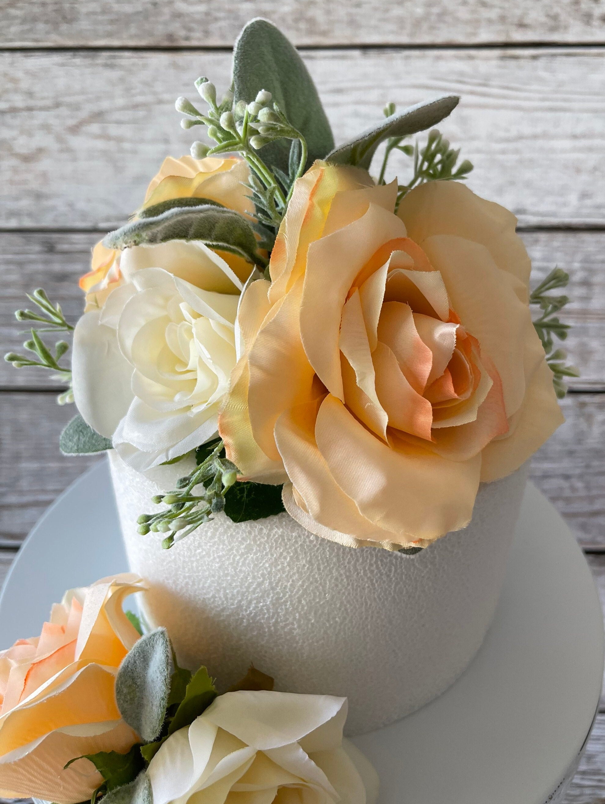 Peach and Cream Rose Wedding Cake Topper Wedding Cake - Etsy