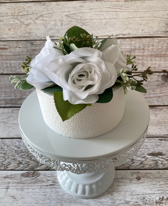 White Wedding Cake Topper Rose Wedding Cake Decoration - Etsy