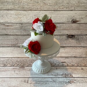 Red and White Rose Wedding Cake Topper, Wedding Cake Decoration ...