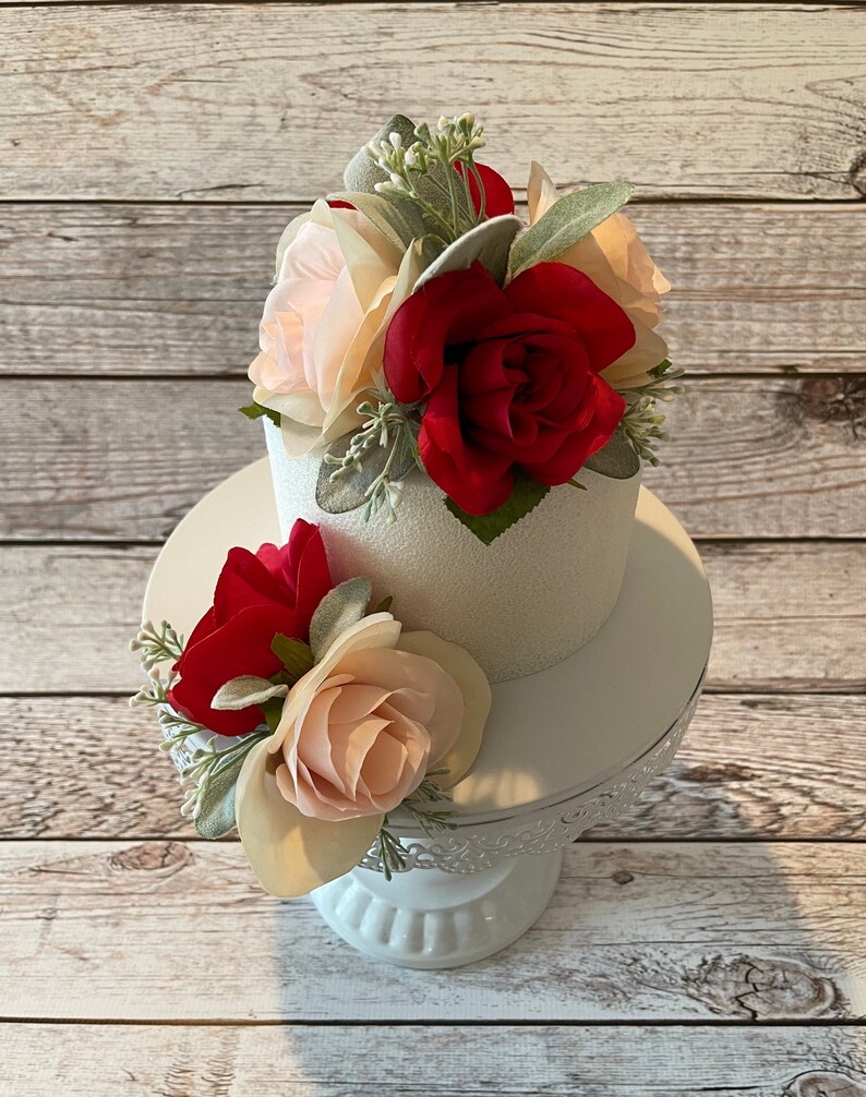 Red and Pink Rose Wedding Cake Topper Wedding Cake - Etsy