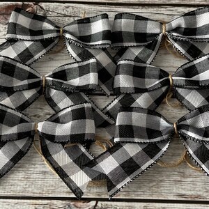 Black and White Buffalo Check Plaid Farmhouse Mini Bows (set of 6 ...