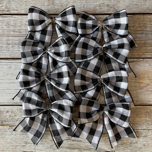 Black and White Buffalo Plaid Christmas Tree Bows (set of 12 ...