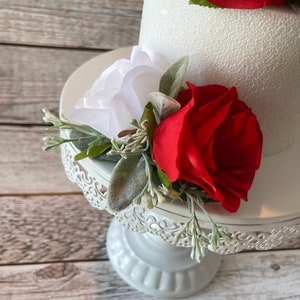 Red and White Rose Wedding Cake Topper, Wedding Cake Decoration ...