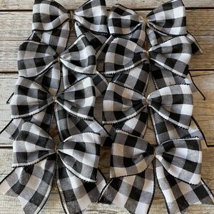 Black and White Buffalo Plaid Christmas Tree Bows (set of 12 ...