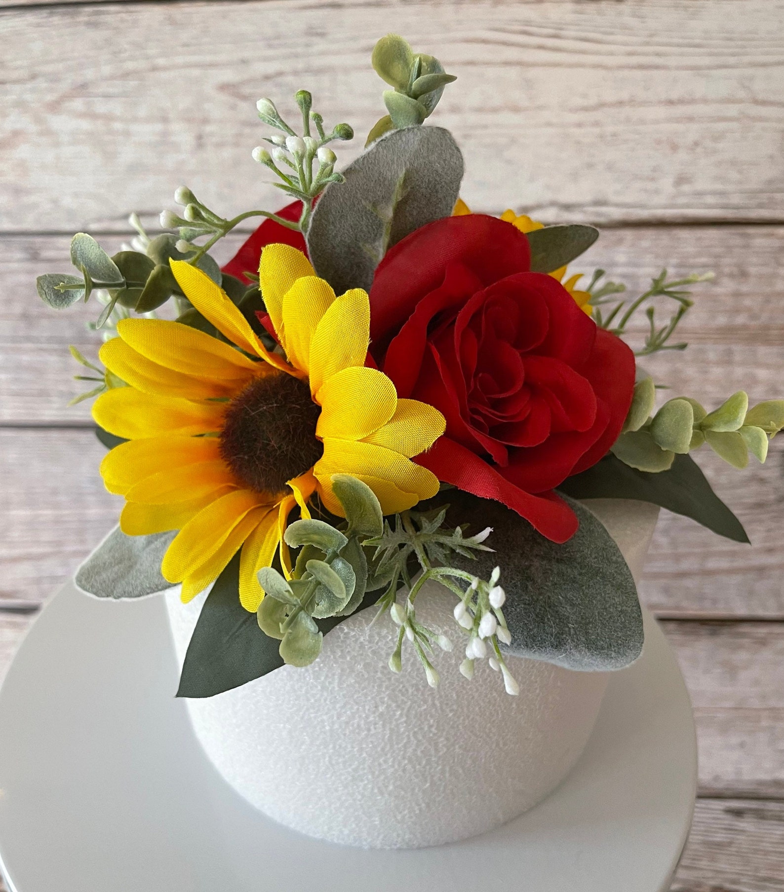 Red Rose and Sunflower Wedding Cake Topper Wedding Cake - Etsy