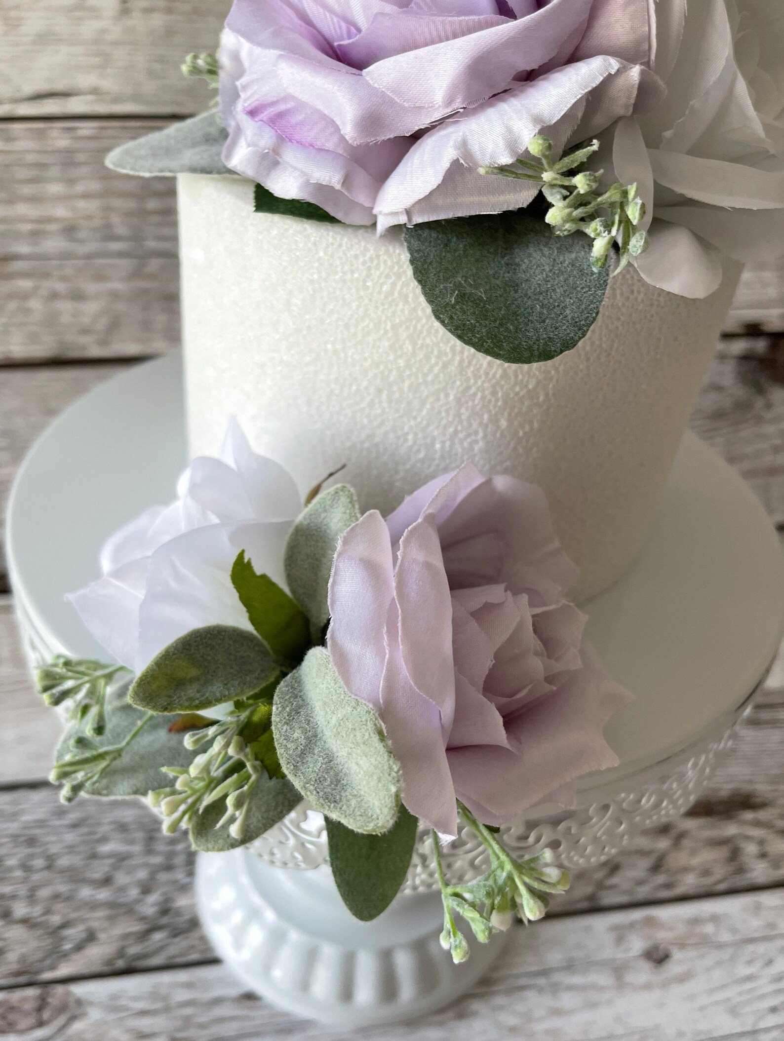 Lavender and White Rose Wedding Cake Topper, Wedding Cake Decoration ...