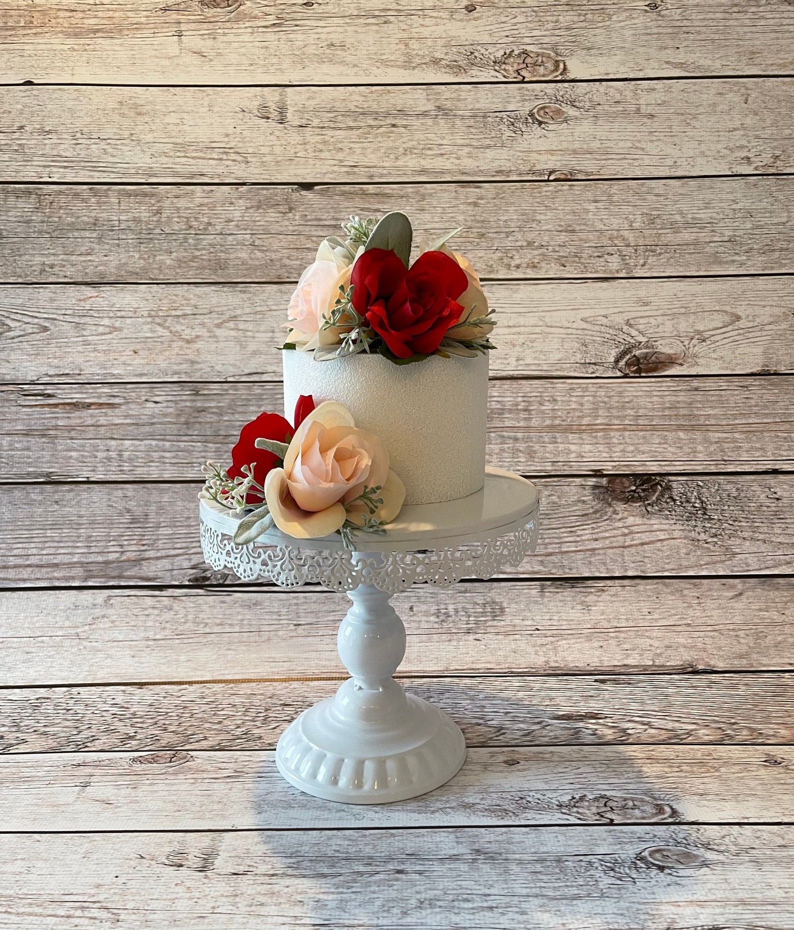 Red and Pink Rose Wedding Cake Topper Wedding Cake - Etsy