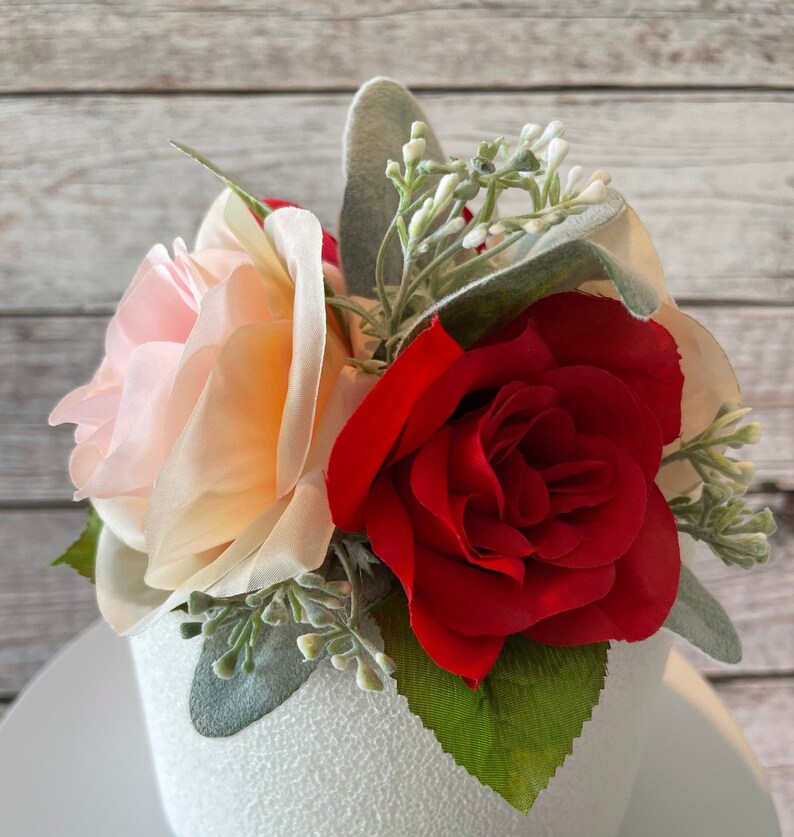 Red and Pink Rose Wedding Cake Topper Wedding Cake - Etsy