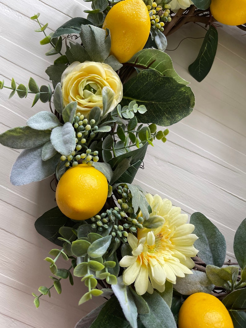 Summer Wreath With Yellow Lemons Citrus Florals and Greenery - Etsy