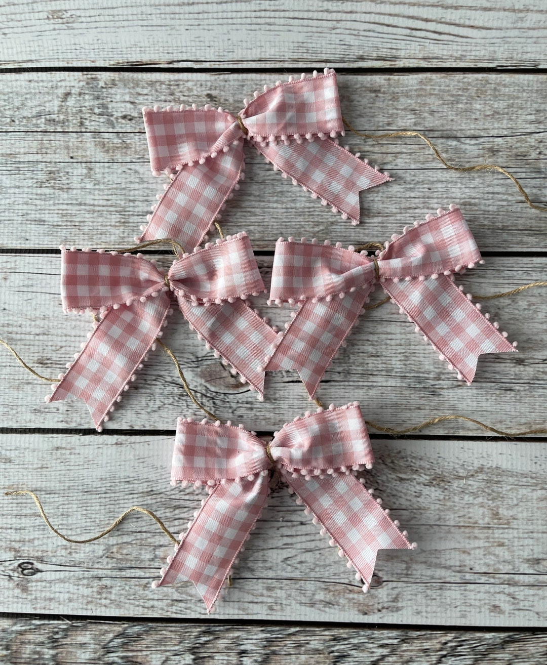 Pink Buffalo Check Plaid Mini Farmhouse Bows (set of 4), Baby Shower ...