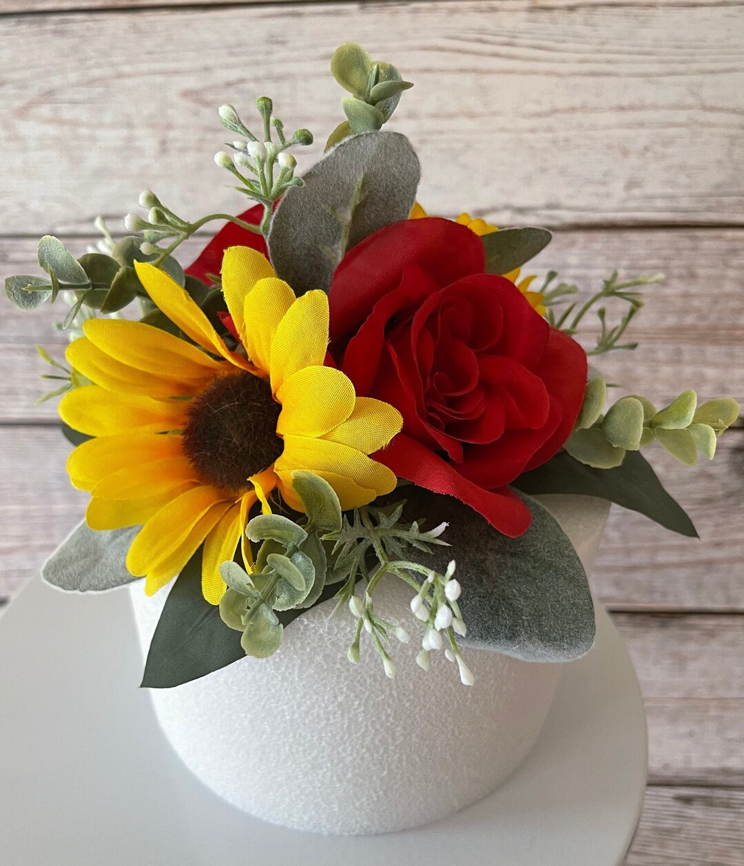 Red Rose and Sunflower Wedding Cake Topper, Wedding Cake Decoration ...