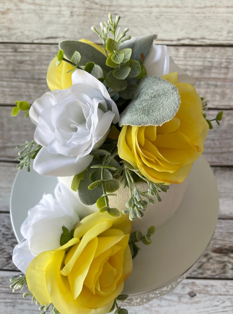 Yellow and White Rose Wedding Cake Topper Wedding Cake - Etsy