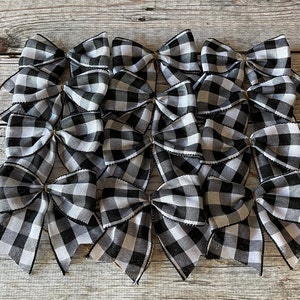 Black and White Buffalo Plaid Christmas Tree Bows (set of 12 ...