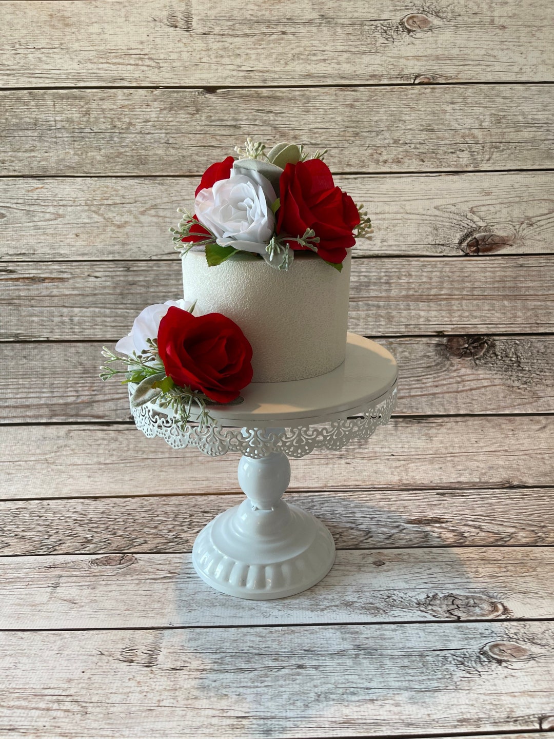 Red and White Rose Wedding Cake Topper, Wedding Cake Decoration ...