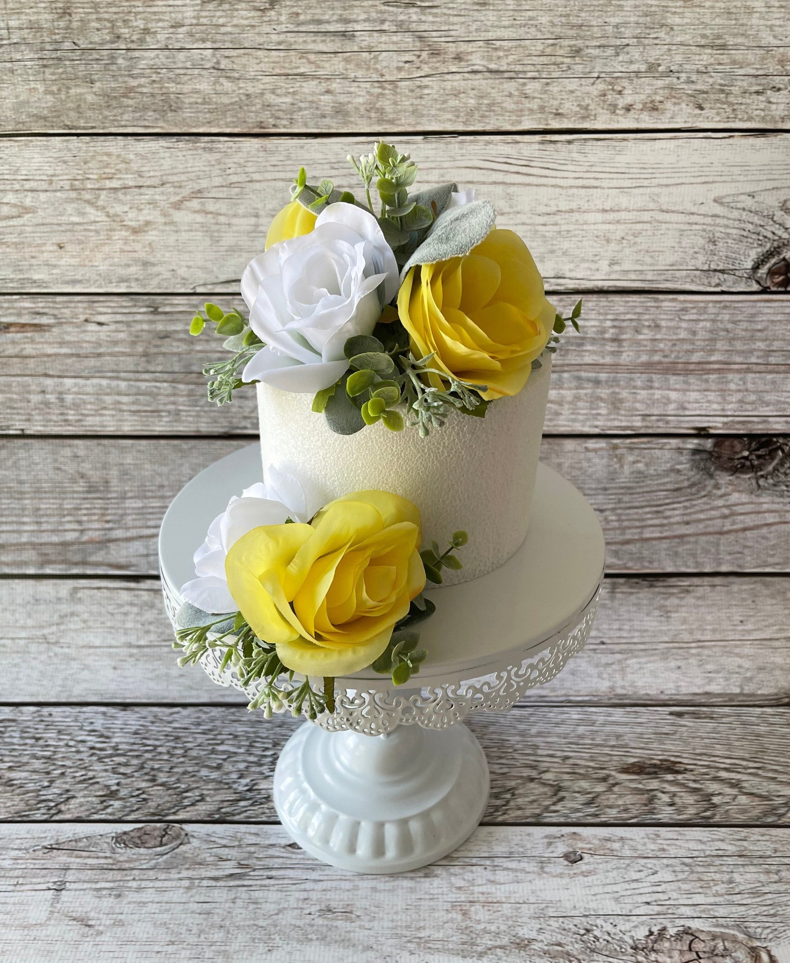 Yellow and White Rose Wedding Cake Topper Wedding Cake - Etsy