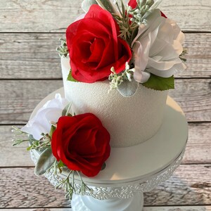 Red and White Rose Wedding Cake Topper, Wedding Cake Decoration ...