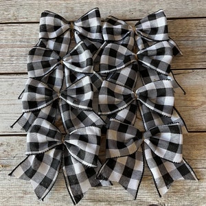 Black and White Buffalo Plaid Christmas Tree Bows (set of 12 ...