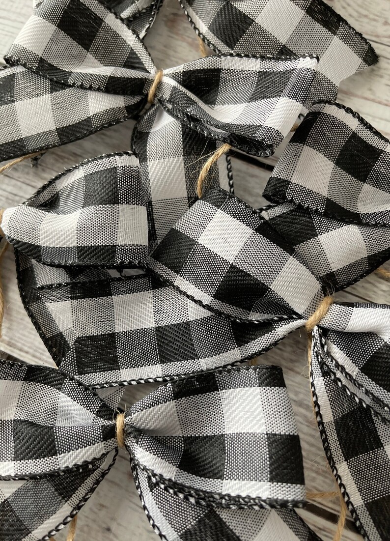 Black and White Buffalo Check Plaid Farmhouse Mini Bows (set of 6 ...