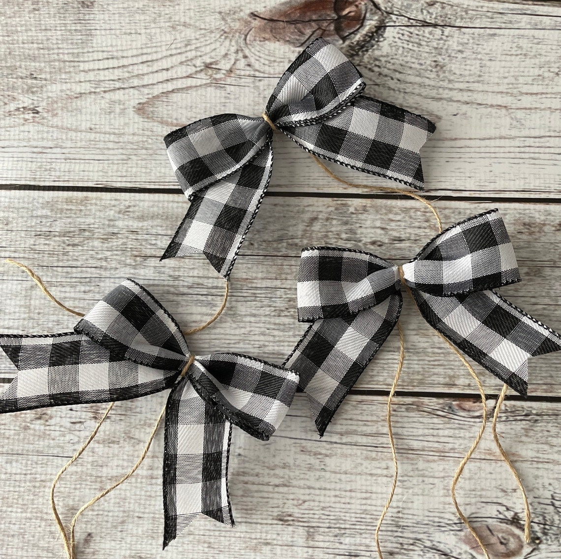 Black and White Buffalo Check Plaid Farmhouse Mini Bows (set of 6 ...