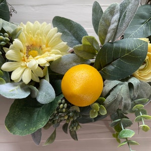 Summer Wreath With Yellow Lemons, Citrus Florals and Greenery, Handmade ...