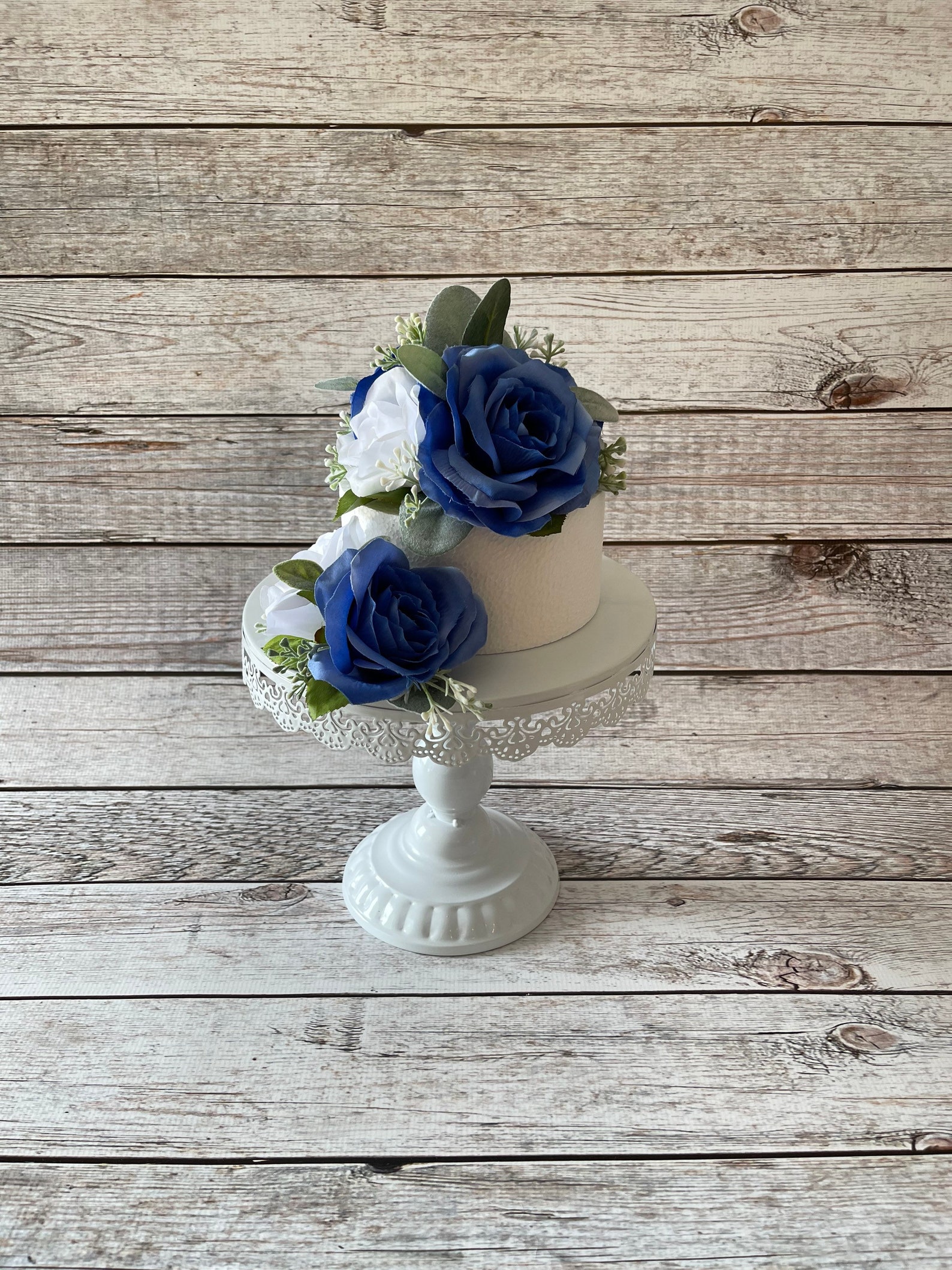 Blue and White Rose Cake Topper, 1st Birthday Cake Topper, Boy Baby ...
