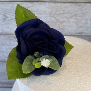 Wedding Cake Topper, Navy and Burgundy Wedding Cake Flowers, Wedding ...