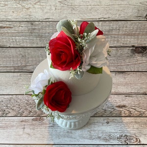 Red and White Rose Wedding Cake Topper, Wedding Cake Decoration ...