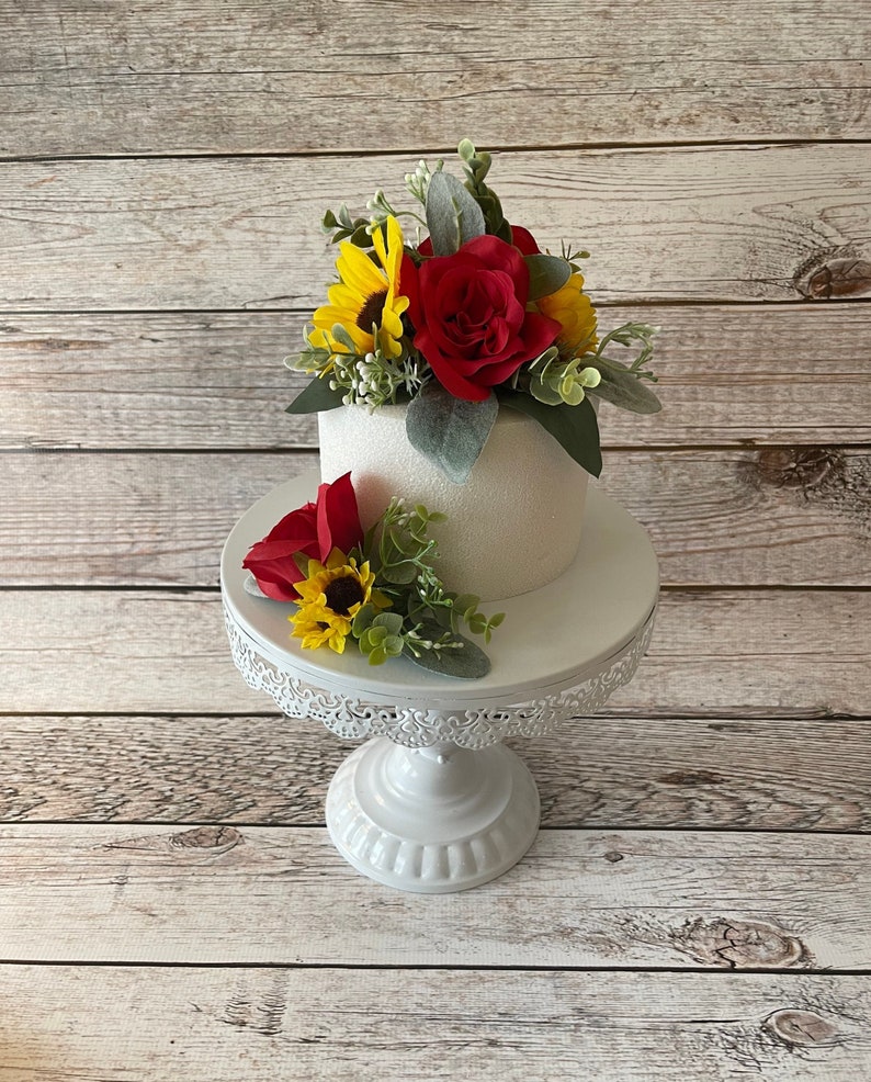Red Rose and Sunflower Wedding Cake Topper Wedding Cake - Etsy